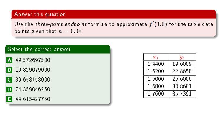 Solved Answer this question Use the three-point endpoint | Chegg.com