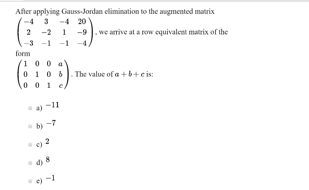 Solved After applying Gauss-Jordan elimination to the | Chegg.com
