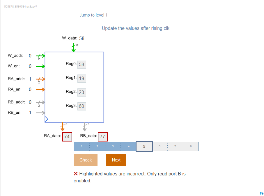 Solved Jump to level 1 Update the values after rising clk. X | Chegg.com