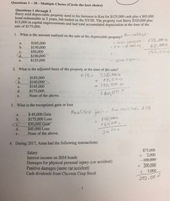 Solved Questions 1-30 - Multiple Choice (Circle the best | Chegg.com