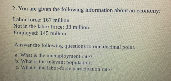 Solved 2. You are given the following information about an | Chegg.com