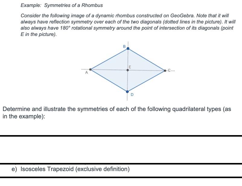Solved Example: Symmetries of a Rhombus Consider the | Chegg.com