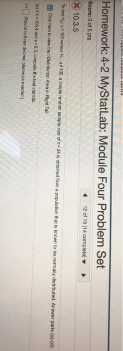 Solved Homework: 4-2 MyStatLab: Module Four Problem Set | Chegg.com