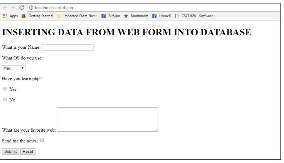 G o localhost/contoh.php Apps Getting Started | Chegg.com