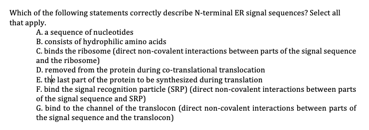 Solved Which of the following statements correctly describe | Chegg.com