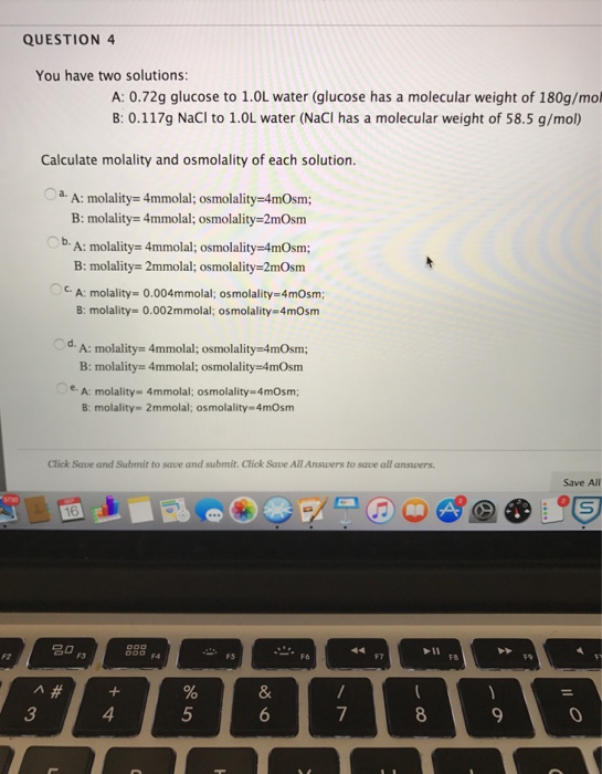 Solved You have two solutions: A: 0.72g glucose to 1.0L | Chegg.com