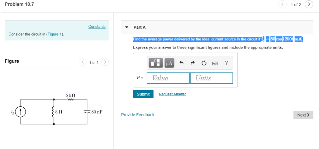 Solved Find The Average Power Delivered By The Ideal Current 3483