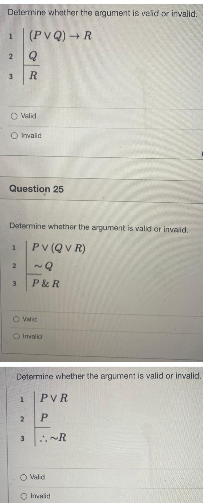 Solved Determine whether the argument is valid or invalid. 1 | Chegg.com