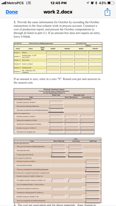 Solved Work in Process Account Data for Two Months; Cost of | Chegg.com