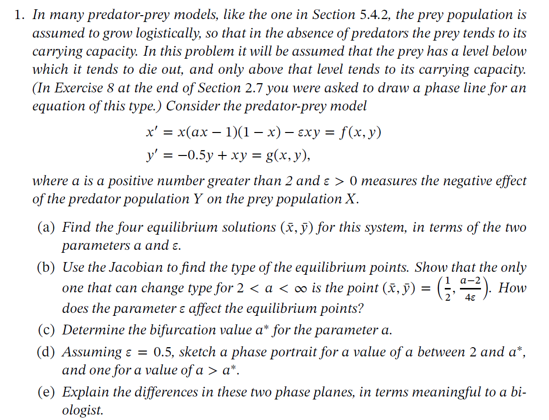 Solved 1. In many predator-prey models, like the one in | Chegg.com