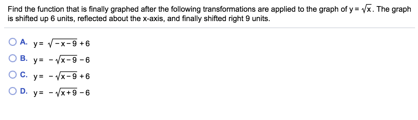 Solved Find the function that is finally graphed after the | Chegg.com