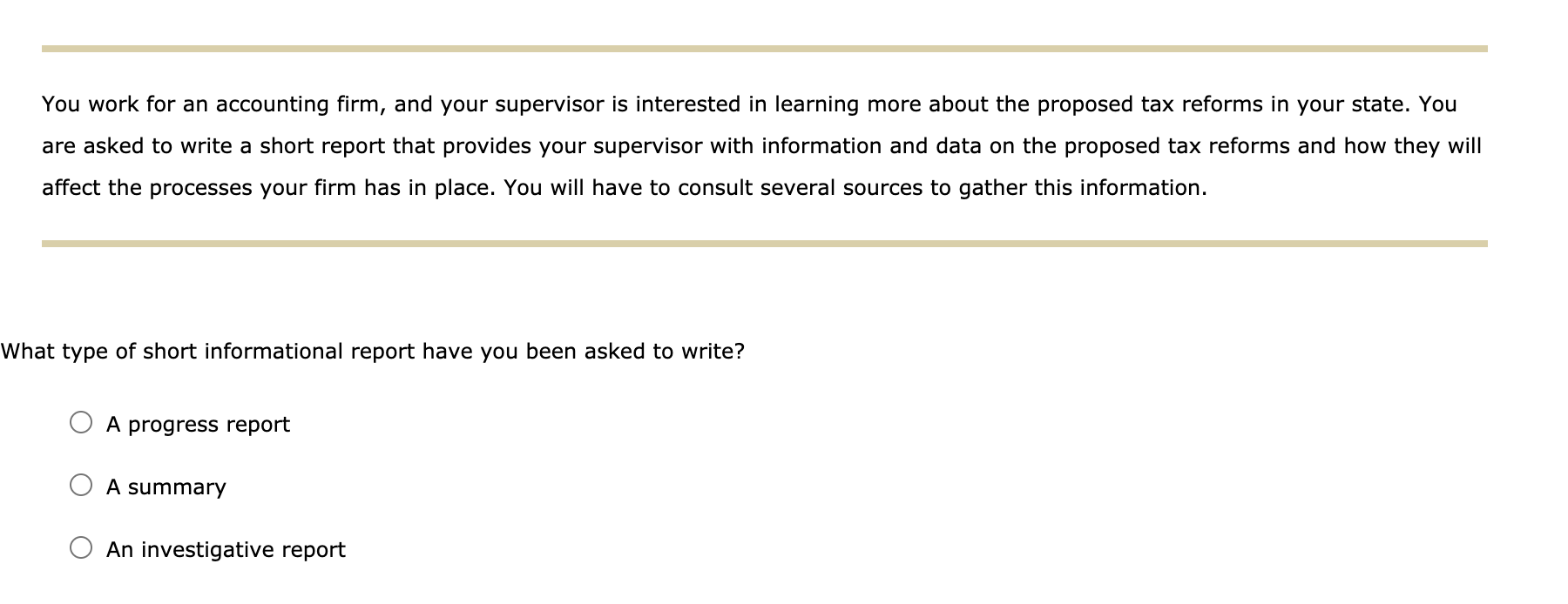 Solved Informational reports provide summaries and describe | Chegg.com