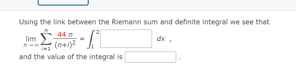 Solved Using the link between the Riemann sum and definite | Chegg.com