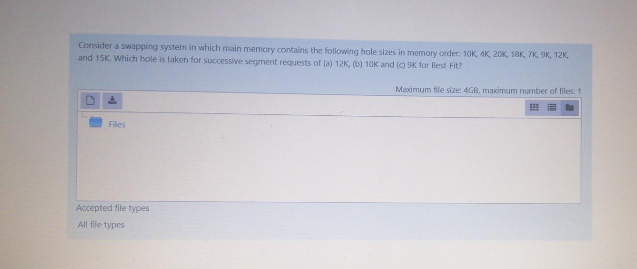 Solved Consider A Swapping System In Which Main Memory 