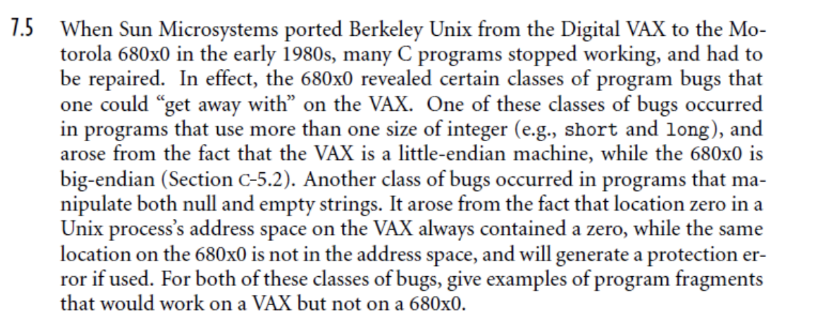 Solved 7.5 When Sun Microsystems ported Berkeley Unix from | Chegg.com