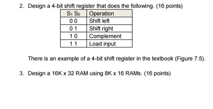 Solved 2. Design a 4-bit shift register that does the | Chegg.com