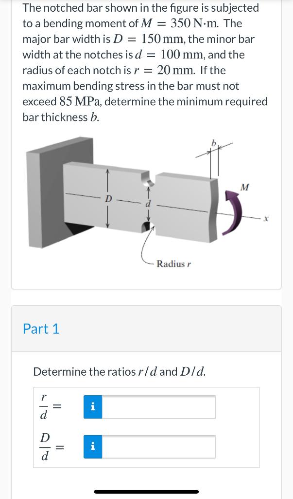 Solved The notched bar shown in the figure is subjected to a | Chegg.com