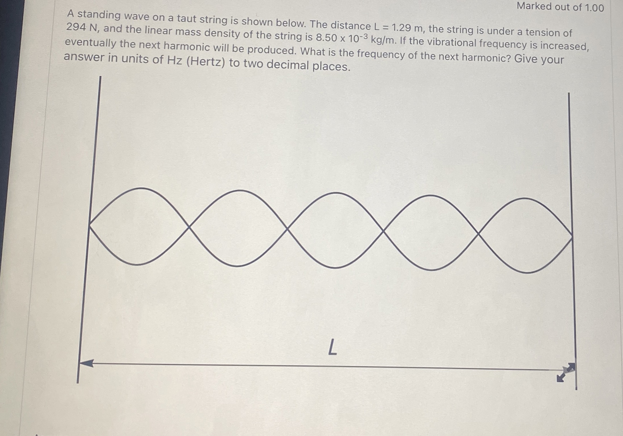 Solved A standing wave on ﻿a taut string is ﻿shown below. | Chegg.com