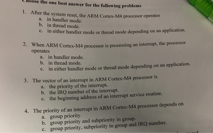Solved After the system reset, the ARM Cortex-M4 processor | Chegg.com