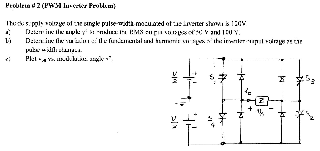 Solved Problem # 2 (PWM Inverter Problem) The de supply | Chegg.com