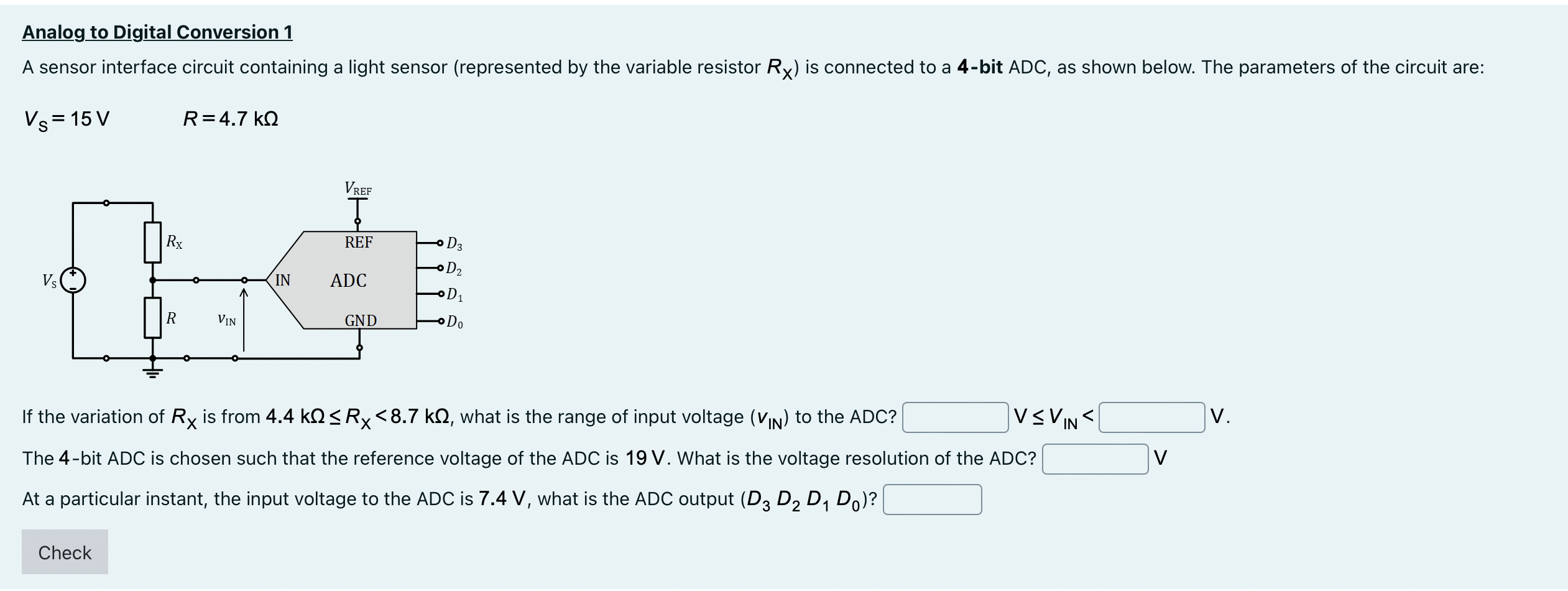 Solved Analog to Digital Conversion 1A sensor interface | Chegg.com