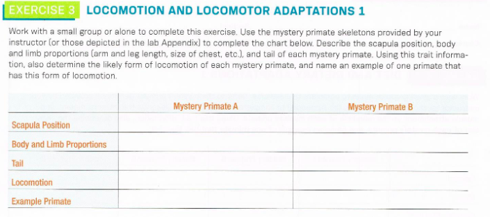 Solved EXERCISE 3 LOCOMOTION AND LOCOMOTOR ADAPTATIONS 1 | Chegg.com