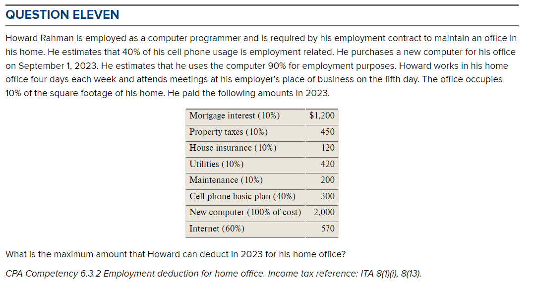 Solved Howard Rahman is employed as a computer programmer | Chegg.com