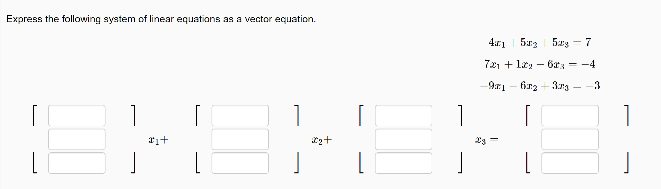 Solved Express the following system of linear equations as a | Chegg.com