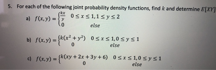 Solved 5. For each of the following joint probability | Chegg.com