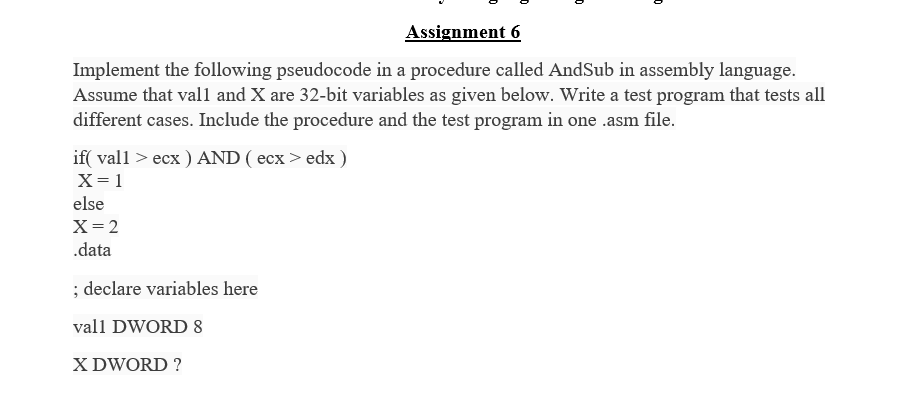 Assignment 6 Implement the following pseudocode in a | Chegg.com
