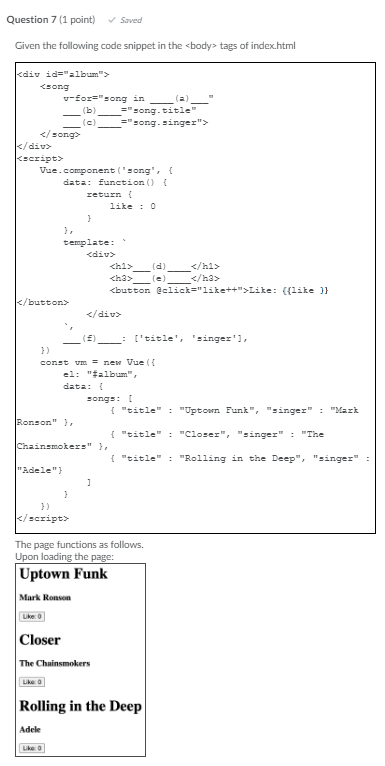 Solved Question 7 (1 point) Saved Given the following code | Chegg.com