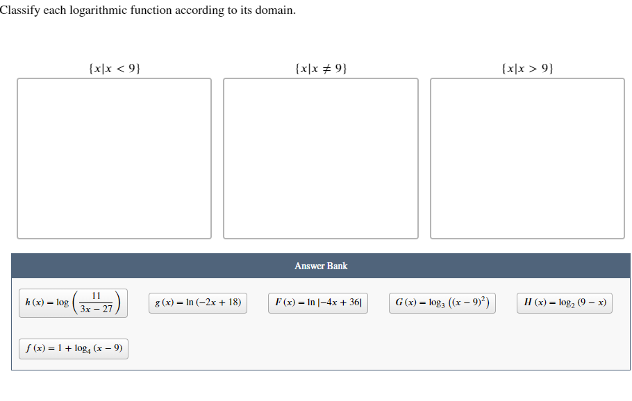 Solved Classify each logarithmic function according to its | Chegg.com