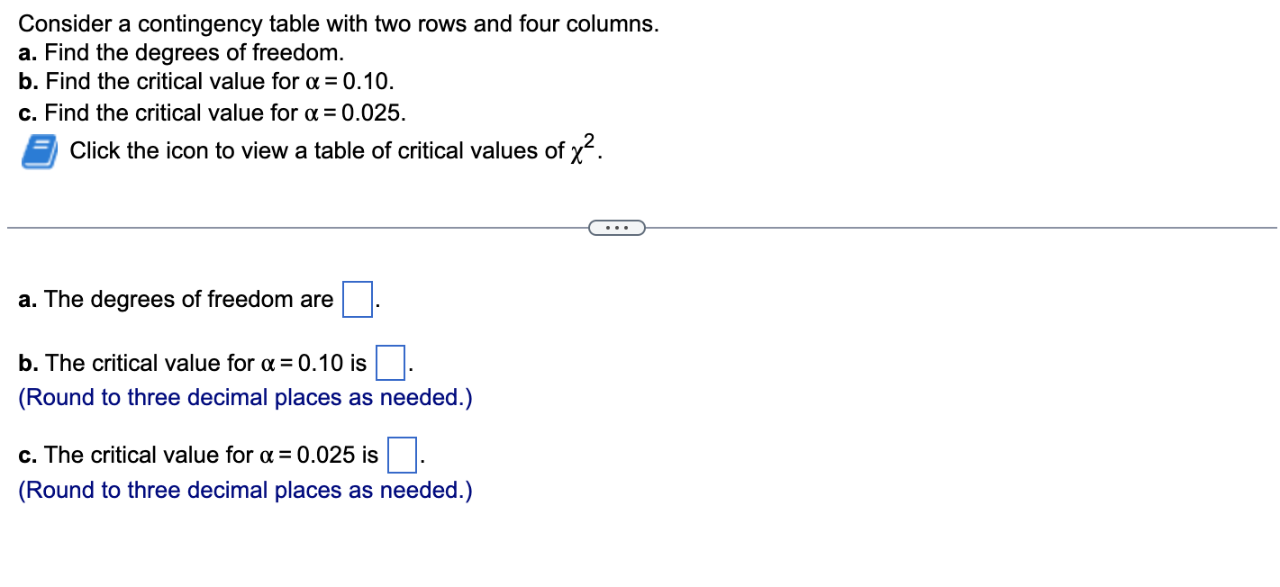 Solved Consider a contingency table with two rows and four | Chegg.com