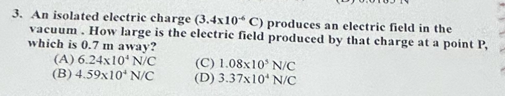 Solved An isolated electric charge (3.4\\\\times 10^(-6)C) | Chegg.com