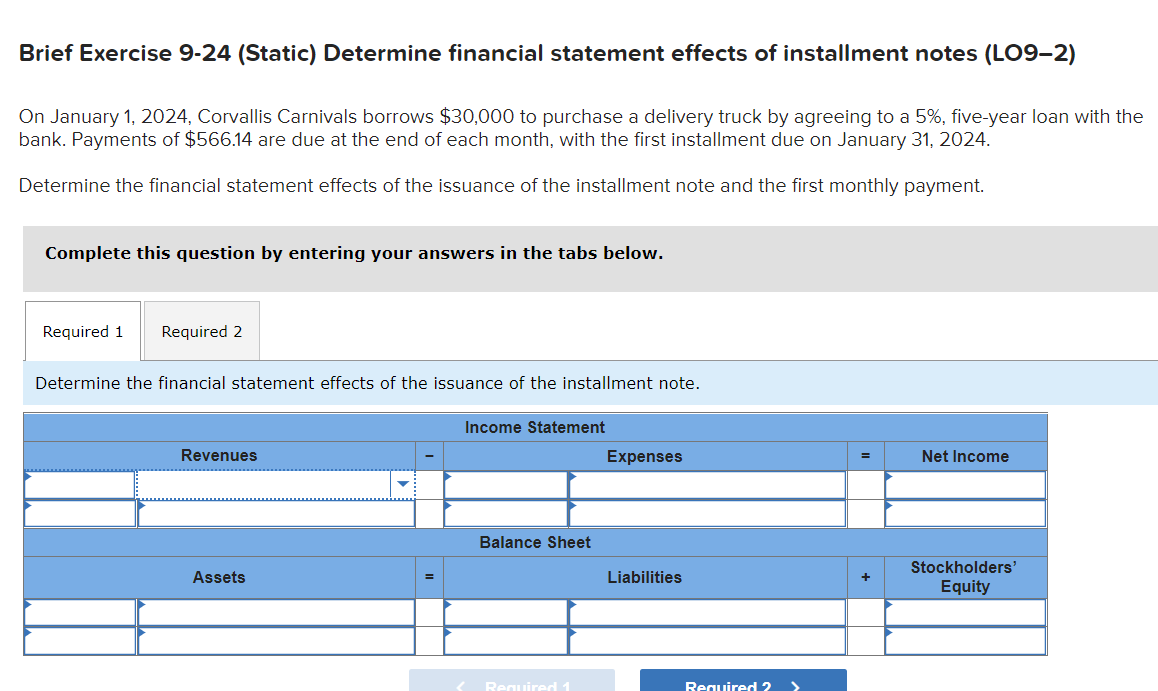 Brief Exercise 9-24 (Static) Determine financial | Chegg.com