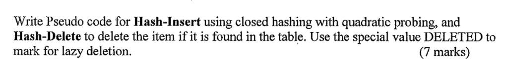 Solved Write Pseudo code for Hash-Insert using closed | Chegg.com