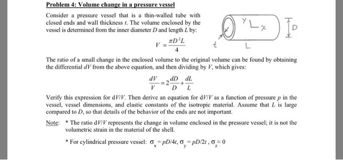 Solved Problem 4: Volume change in a pressure vessel | Chegg.com