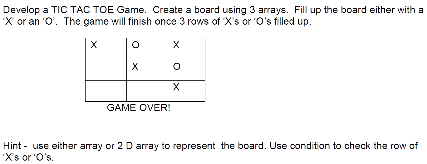 Solved Develop a TIC TAC TOE Game. Create a board using 3 | Chegg.com