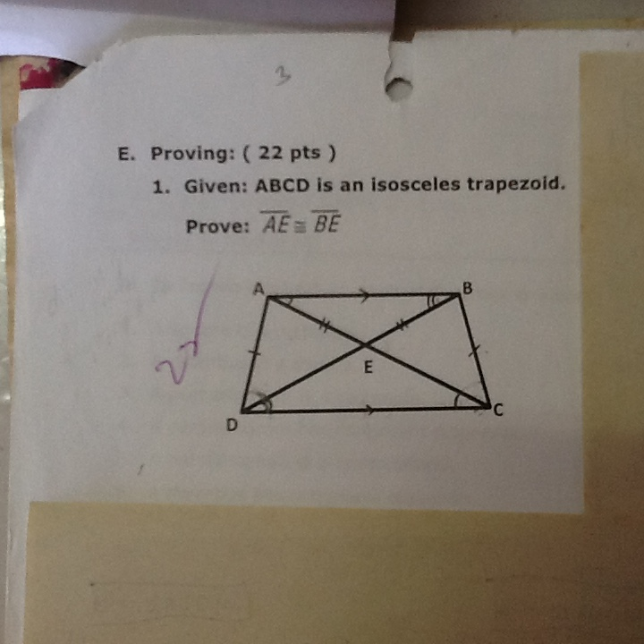 Solved E. Proving: (22 pts ) 1. Given: ABCD is an isosceles | Chegg.com