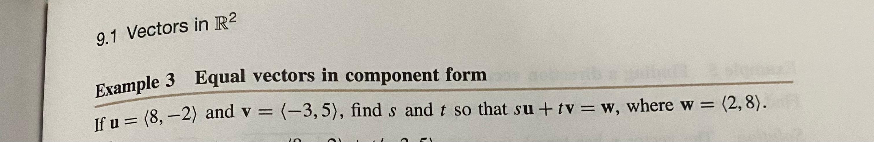 Solved Example 3 Equal vectors in component form If u= 8,−2 | Chegg.com