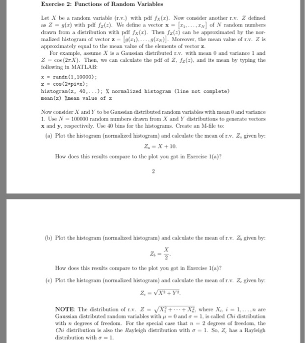 Solved Exercise 2 Functions Of Random Variables Let X Be A