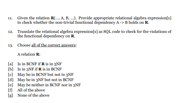 Solved A non-trivial function dependencyf: A → B is defined | Chegg.com