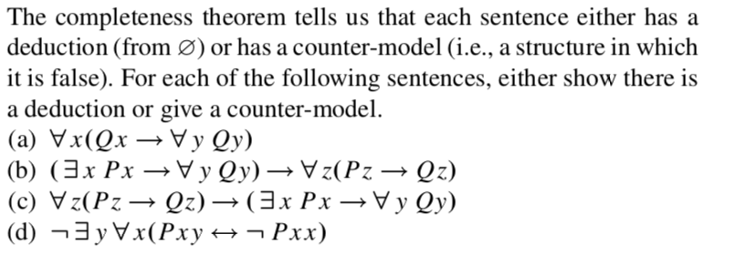 The completeness theorem tells us that each sentence | Chegg.com