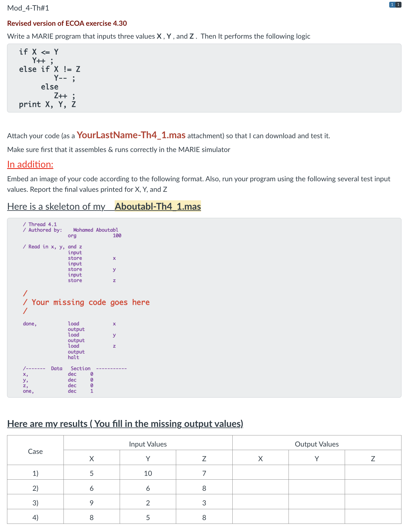 Solved Mod_4-Th\#1 Revised version of ECOA exercise 4.30 | Chegg.com