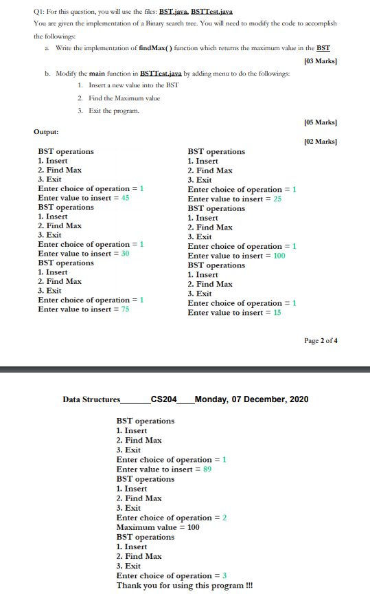 Solved BST.java file: public class BST { private Node | Chegg.com
