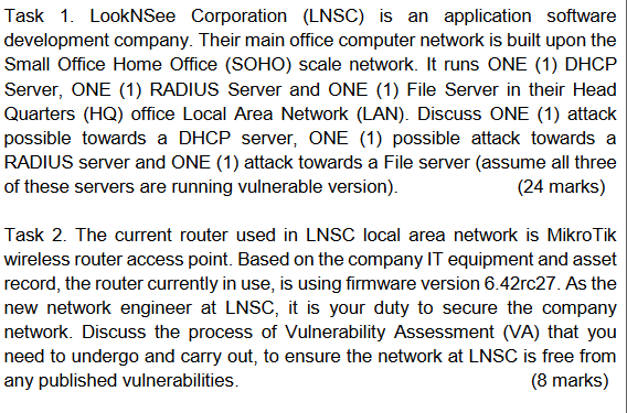 Task 1. LookNSee Corporation (LNSC) is an application | Chegg.com