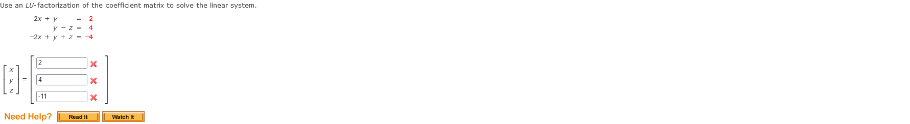 Solved Use an LU-factorization of the coefficient matrix to | Chegg.com