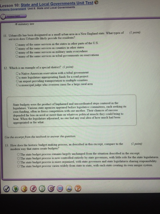 Solved Lesson 10: State and Local Governments Unit Test | Chegg.com