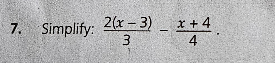 Solved Simplify: 2(x-3)3-x+44. | Chegg.com