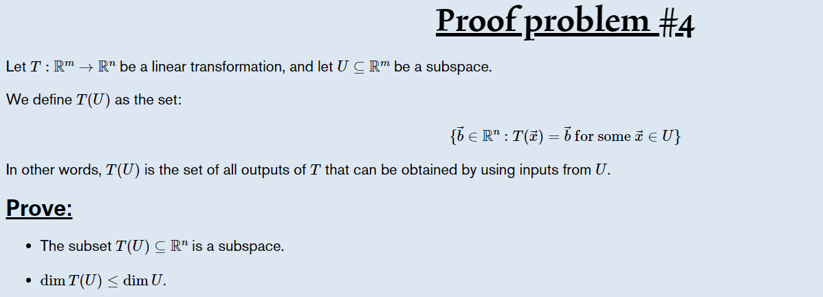 Solved Let T:Rm→Rn be a linear transformation, and let U⊆Rm | Chegg.com